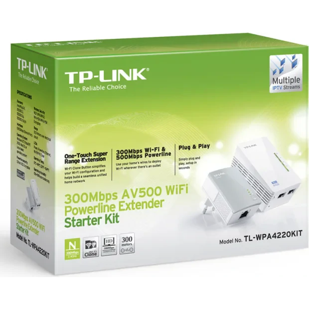 KIT ADAPTOR POWERLINE TP-LINK tehnologie AV, AV600, pana la 300Mbps, 2 ...